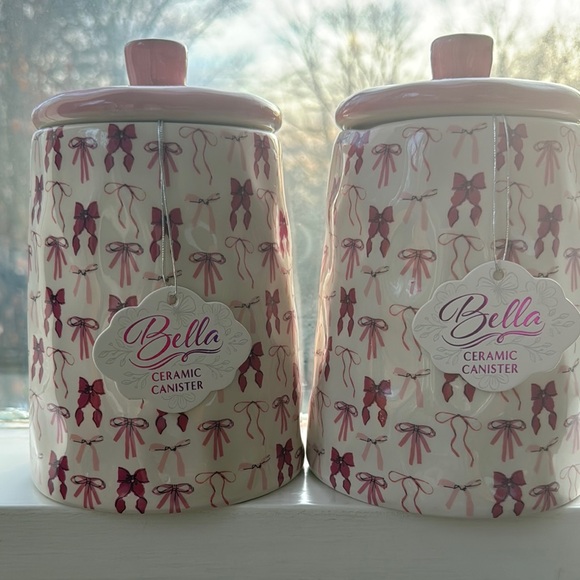 Bella CERAMIC CANISTER | Kitchen | Bella Ceramic Canister Set With Pink ...